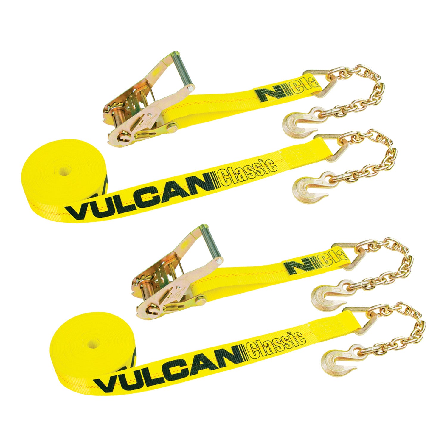 Vulcan Two Inch Ratchet Straps with Chain Anchor | Truck n Tow.com ...