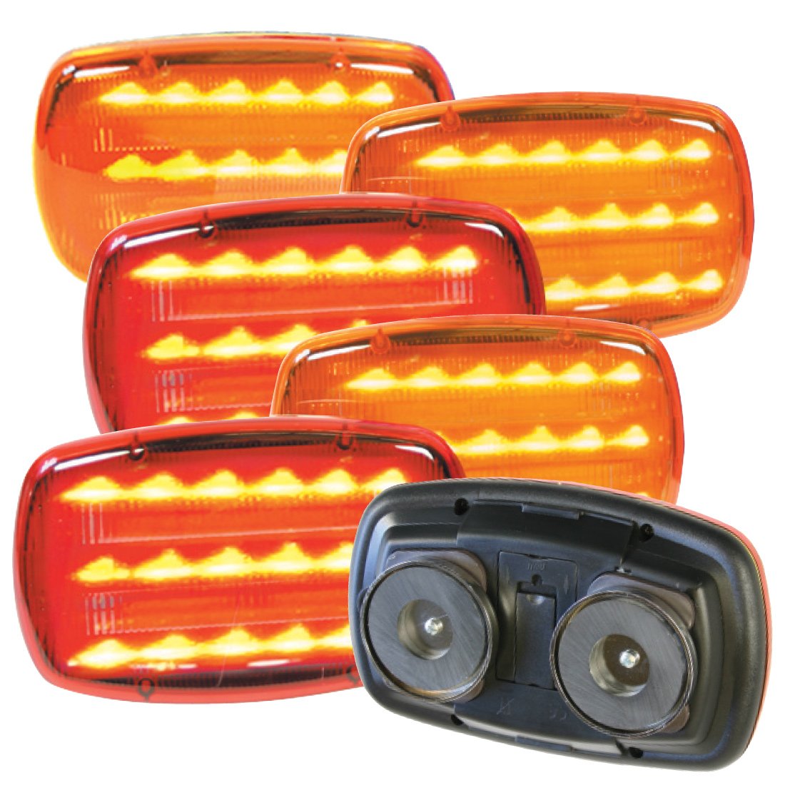 Flasher Set - (4) Amber, (2) Red (H.D. Flat Back) – TrucknTow, Inc
