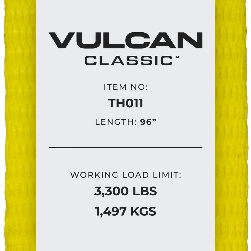 VULCAN Car Tie Down with Flat Hooks - Lasso Style - 2 Inch x 96 Inch ...